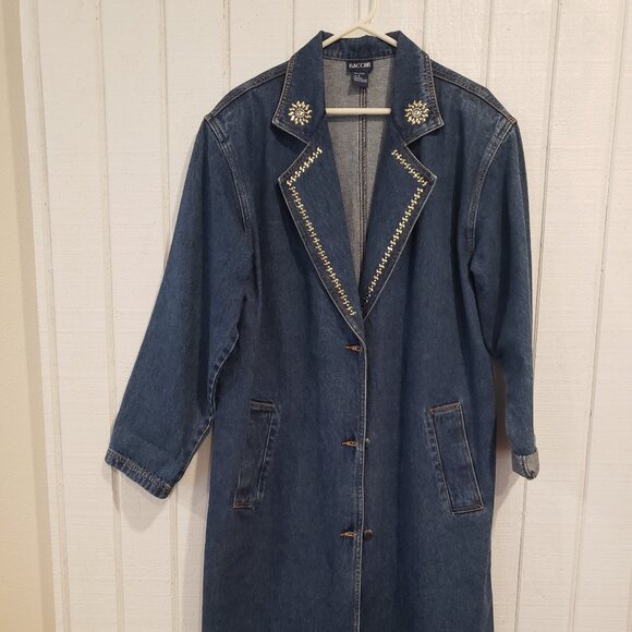 Baccini | Jackets & Coats | Vintage Baccini Long Jean Jacket Med | Poshmark
